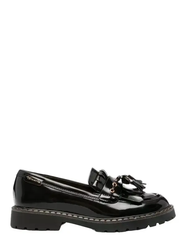 TAMARIS Leather Loafers With Tassel Detail - Brown
