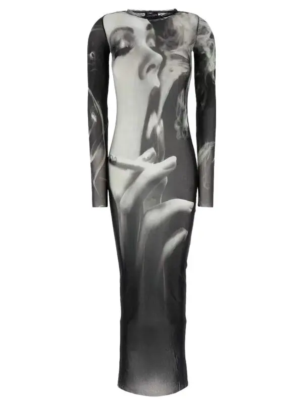 JEAN PAUL GAULTIER Printed Mesh Dress - Black