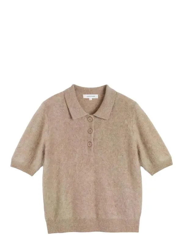Chinti & Parker Short Sleeve Cashmere Polo - Neutrals