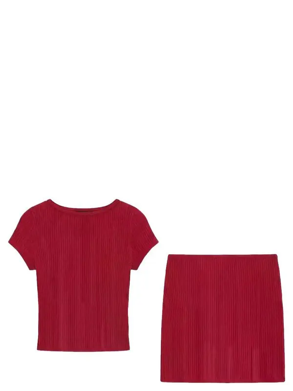 REFORMATION Layla Ribbed-knit Two-piece Set - Red