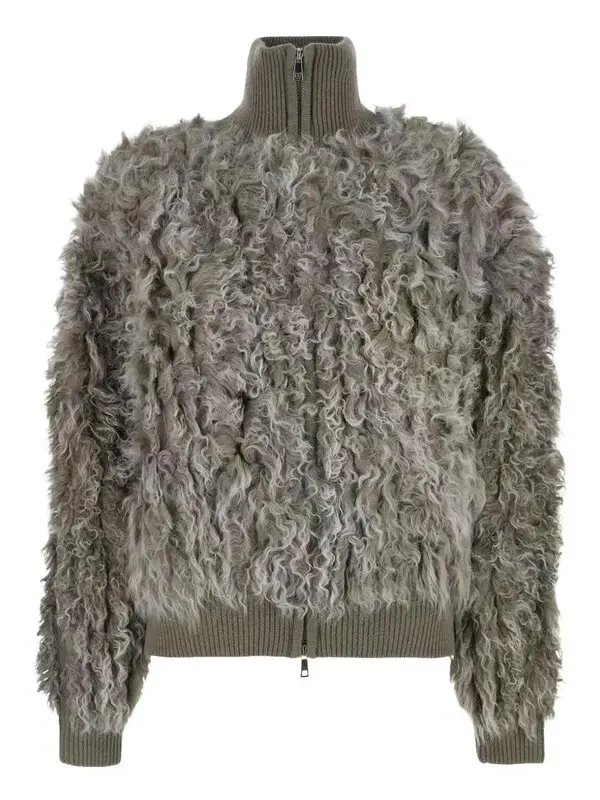 P.a.r.o.s.h Curly-knit Zip-up Jacket - Neutrals