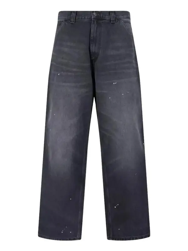 Carhartt Work In Progress Loose-fit Jeans With Paint Splatter Detail - Black