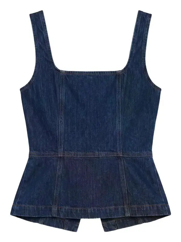 REFORMATION Tilly Square Neck Denim Top - Blue
