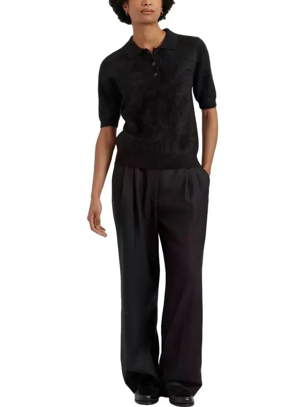 Chinti & Parker Short-sleeve Cashmere Polo Top - Black