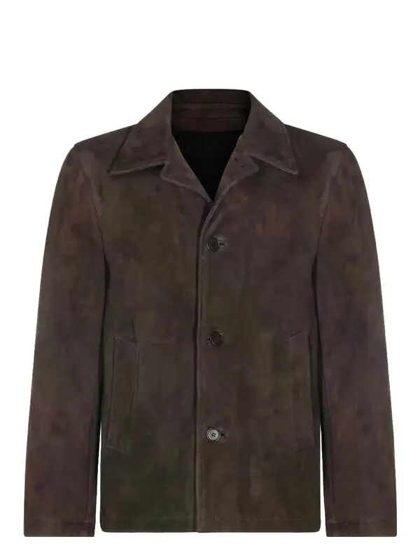 SALVATORE SANTORO Leather Button-up Jacket - Brown