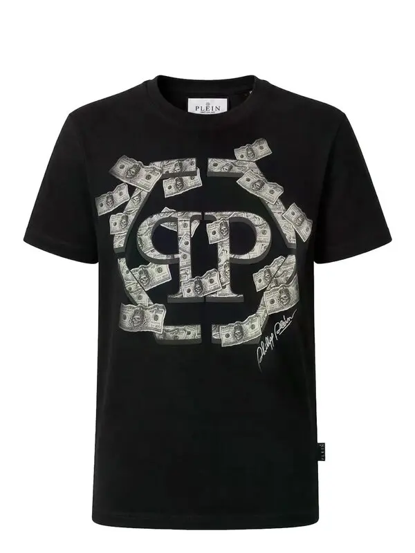 Philipp Plein Round Neck T-shirt Dollar Hexagon - Black