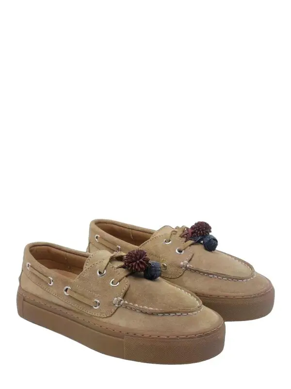 D.a.t.e. Suede Pompom Loafers - Neutrals