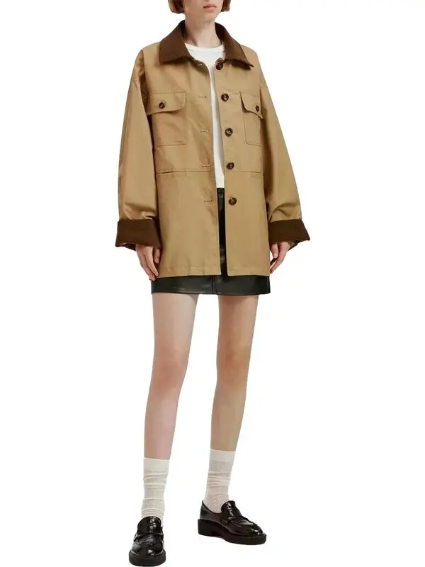 B+AB Corduroy Collar Patch Pocket Jacket - Brown