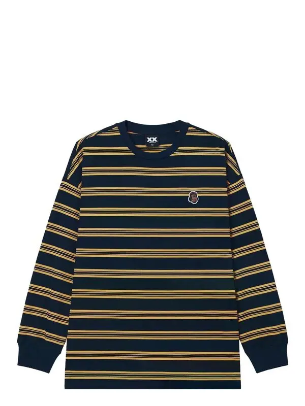 FINGERCROXX Horizontal Stripe Long Sleeve T-shirt - Blue