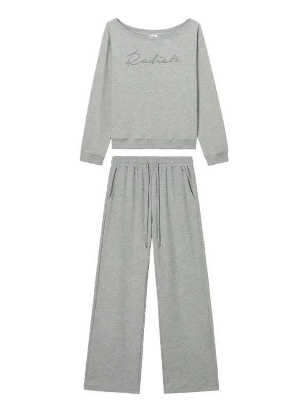B+AB Embellished Off-shoulder Tracksuit - Grey