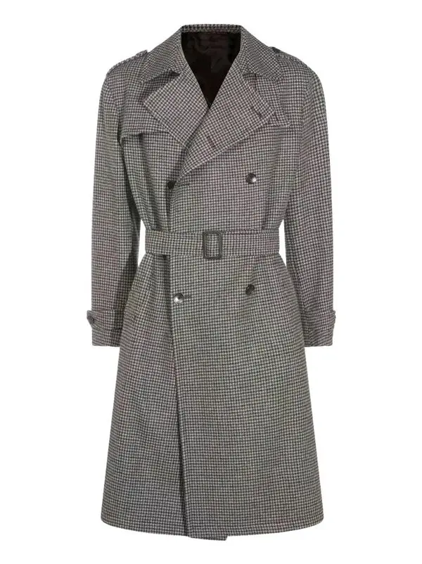 Tagliatore Houndstooth Double-breasted Coat - Grey