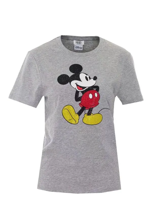Liu Jo Miss Mouse' Printed Cotton Jersey T-shirt - Grey