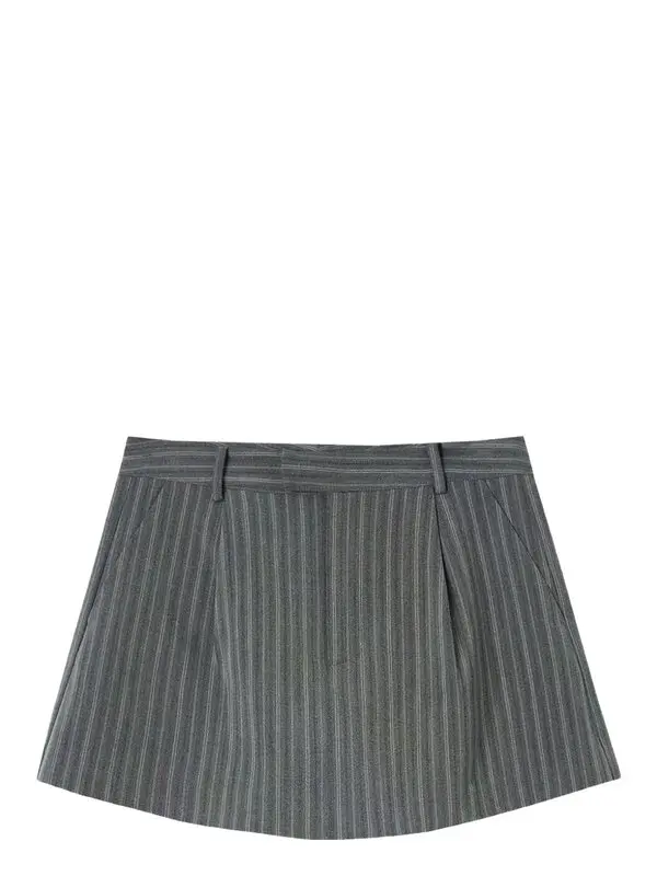 B+AB Pinstriped Pleated Shorts - Grey