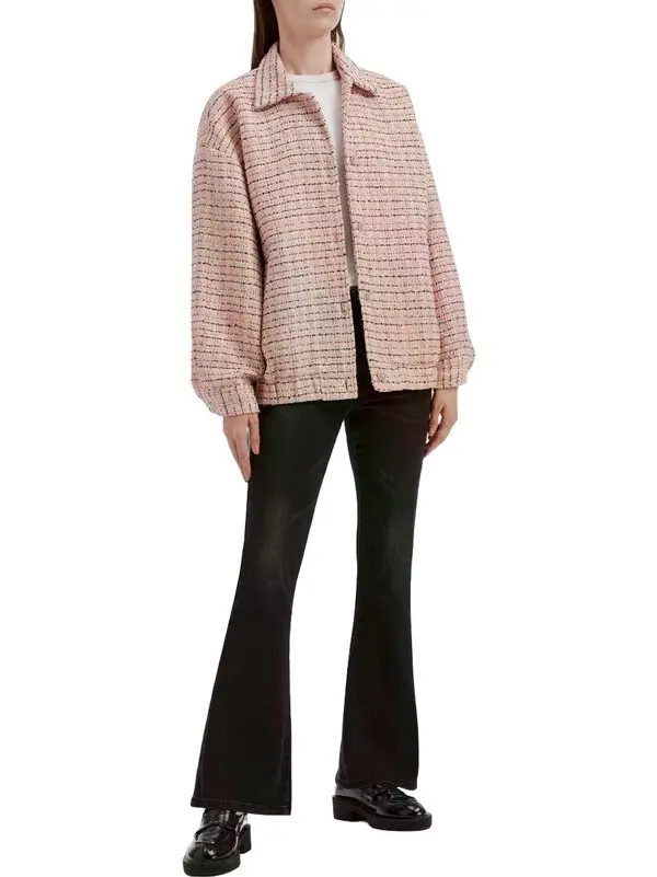 B+AB Tweed Button-up Jacket With Checked Pattern - Pink