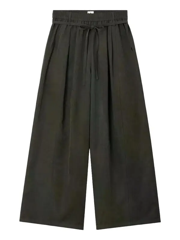 B+AB Pleated Palazzo Pants With Elasticated Drawstring Waist - Grey