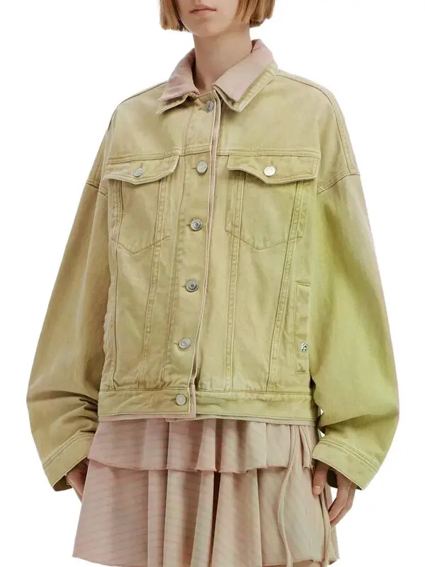 MINI CREAM Logo Patch Denim Jacket - Neutrals