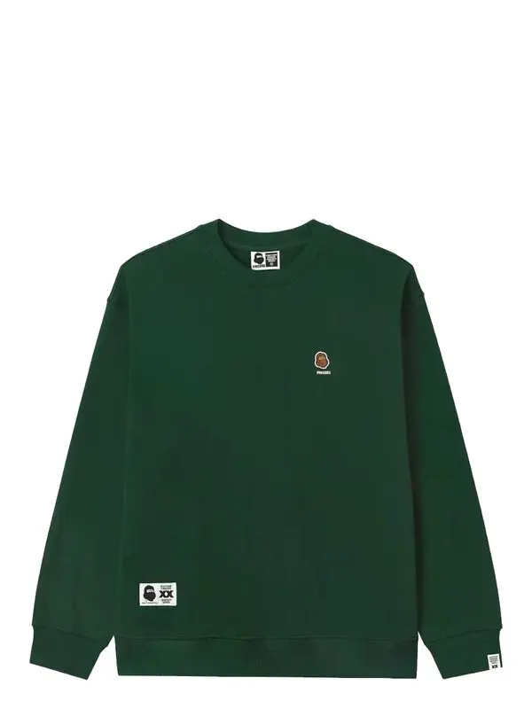 FINGERCROXX Logo Patch Cotton Crew Neck Sweater - Green