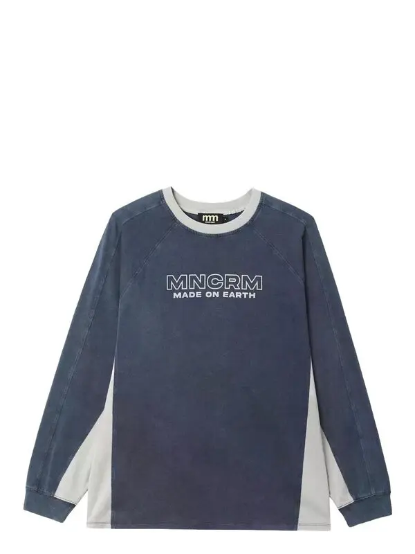 MINI CREAM Paneled Logo Print Sweater - Blue