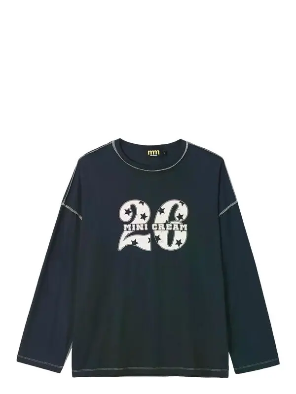 MINI CREAM Logo Print Contrast Stitch T-shirt - Blue