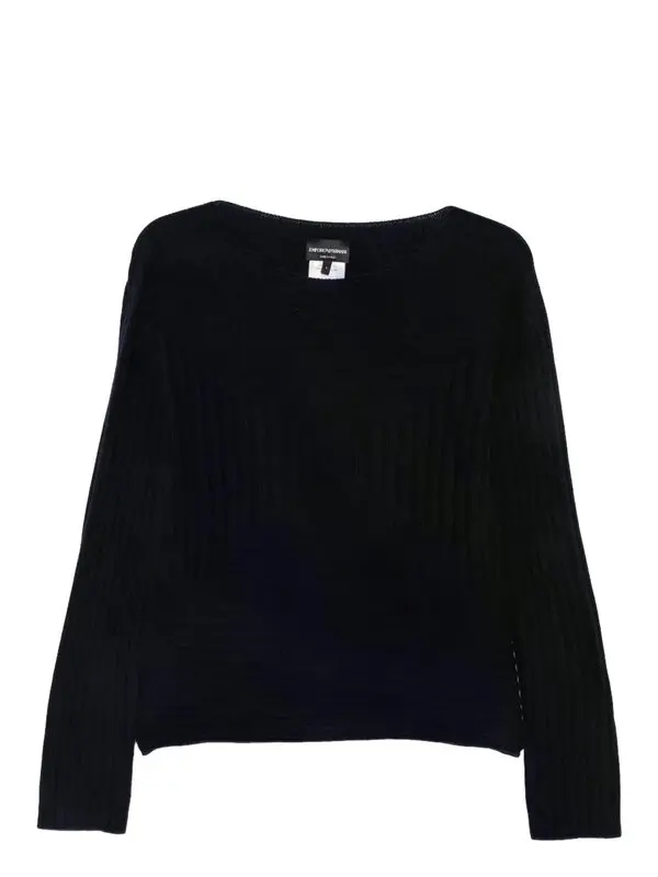 Emporio Armani Ribbed Knit Boat-neck Sweater - Blue
