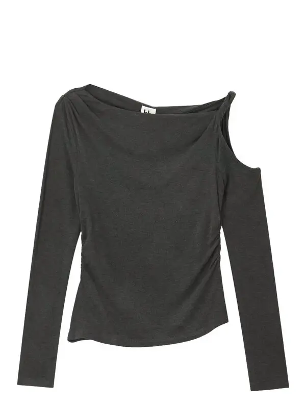 B+AB Cold-shoulder Ruched Blouse In Jersey - Grey