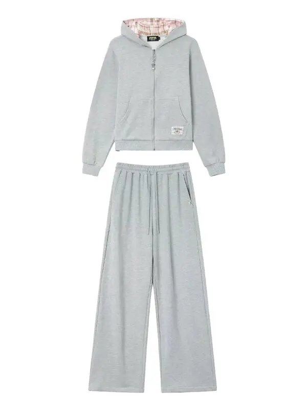 MINI CREAM Charm Detail Hoodie And Track Pants Set - Grey