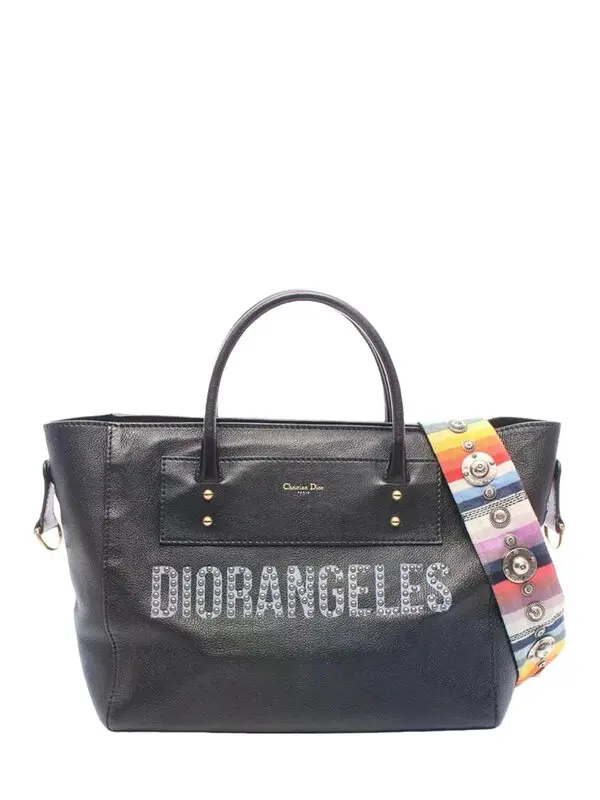Dior Studded Goatskin Diorangeles Convertible Tote Satchel - Black
