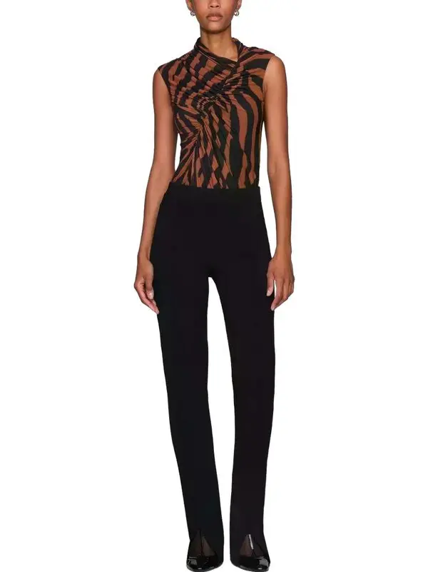ET OCHS Emilio Zebra-print Ruched Bodysuit - Black