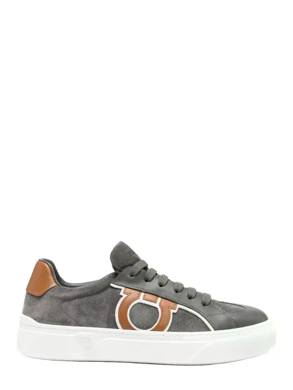 FERRAGAMO Gancini Suede Sneakers - Grey