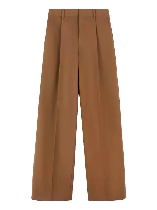 TOD'S Cotton Gabardine Wide Leg Trousers - Brown