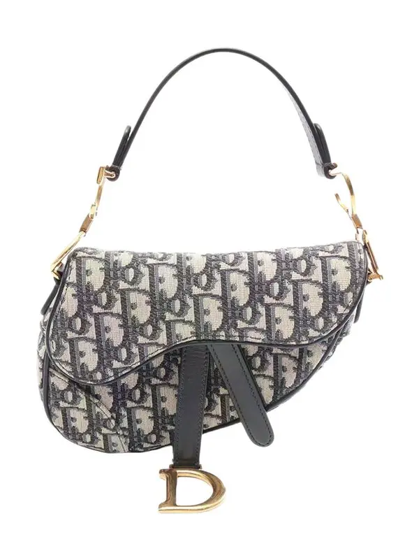 Dior Mini Oblique Canvas Saddle Bag Satchel - Blue