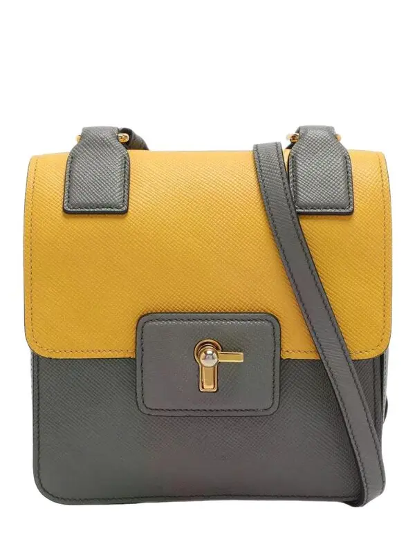 Prada Saffiano Leather Turn-lock Mini Bag - Grey