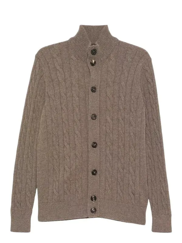 FILIPPO DE LAURENTIIS Taupe Cable-knit Cardigan - Brown