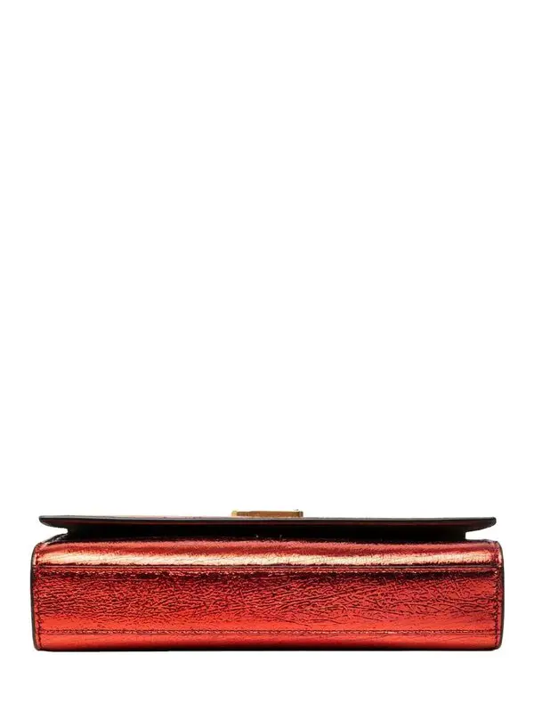 Saint Laurent Metallic Calfskin Monogram Kate Crossbody Bag - Red