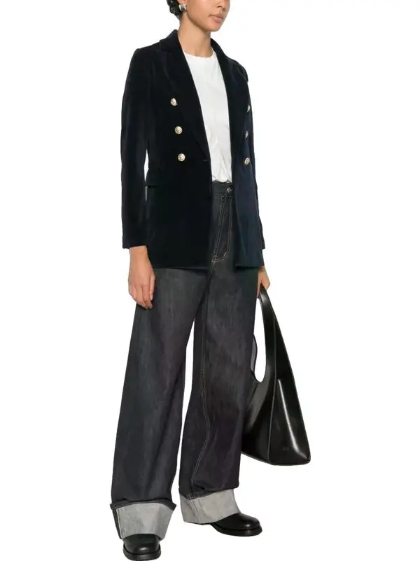 CIRCOLO 1901 Double-breasted Velvet Jacket - Blue