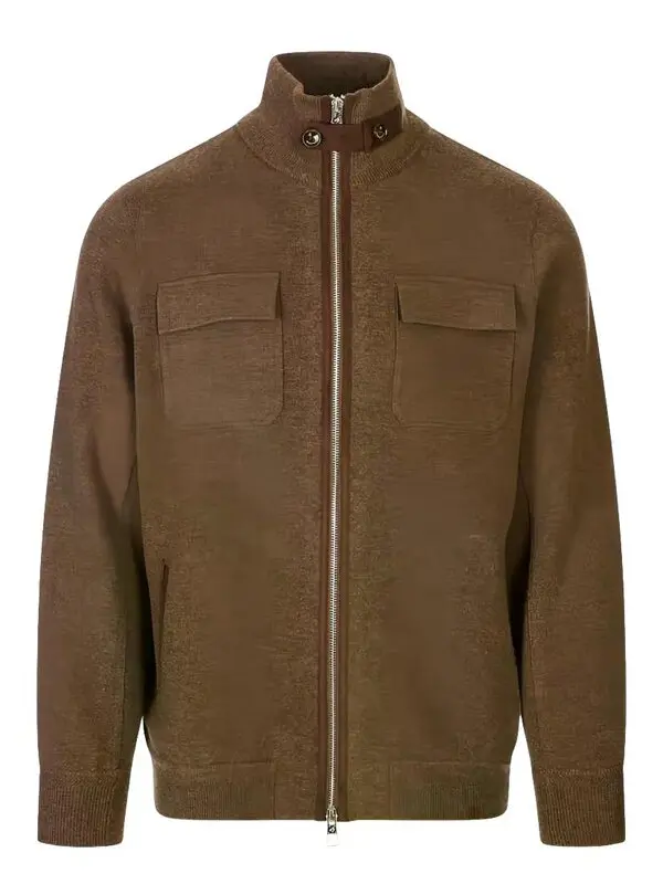 MONTECORE High-neck Zip-up Cardigan - Brown