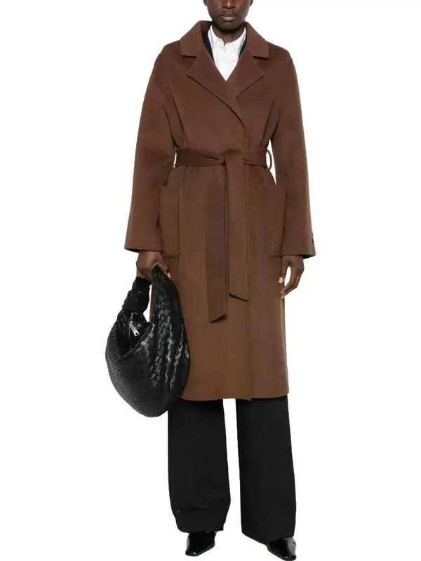 ERMANNO FIRENZE Belted Notch-lapel Coat - Brown
