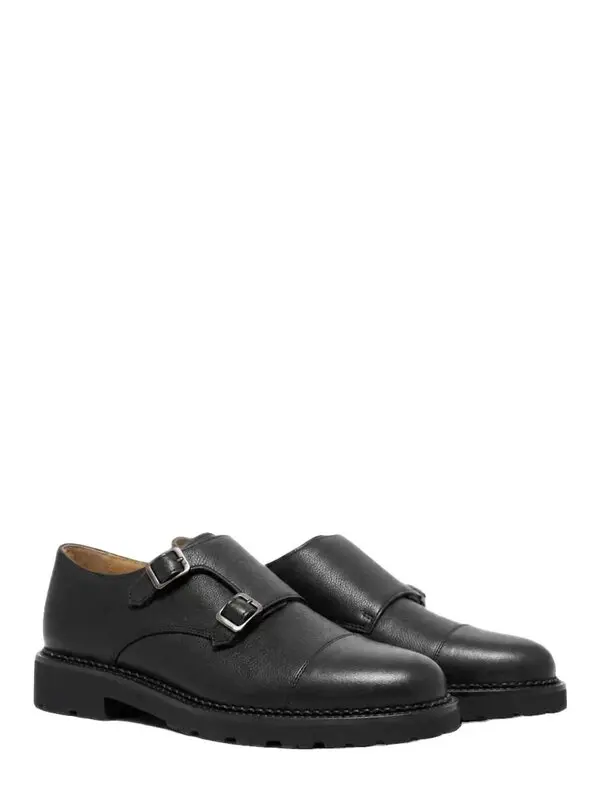 SCAROSSO Oswald Grain-leather Double Monk Strap Shoes - Black
