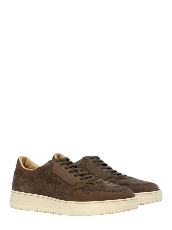 SCAROSSO Alvise Woven Suede Sneakers - Brown