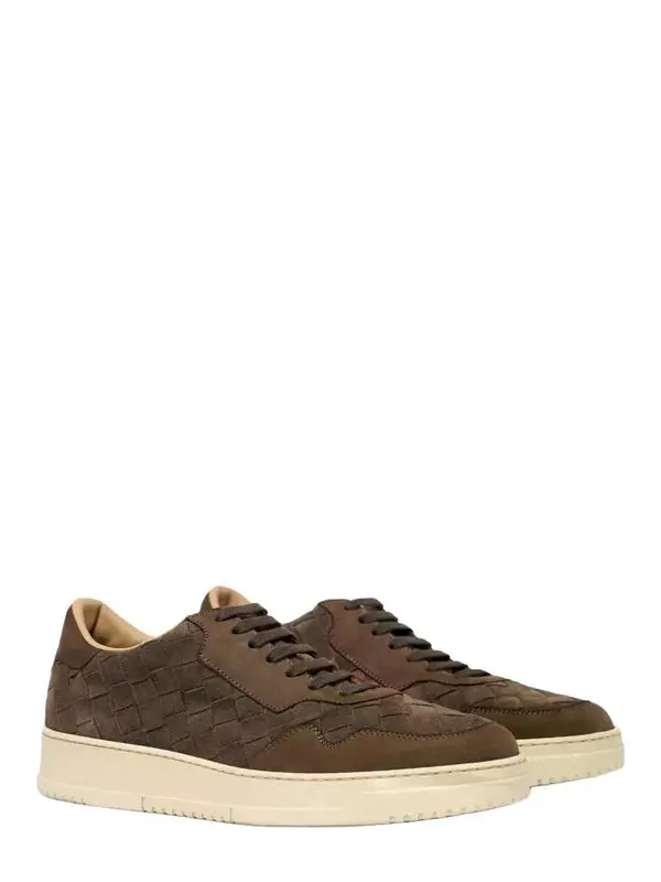 SCAROSSO Alvise Woven Suede Sneakers - Brown