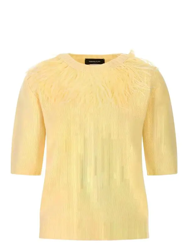 Fabiana Filippi Feather-trim Knitted Sweater - Yellow