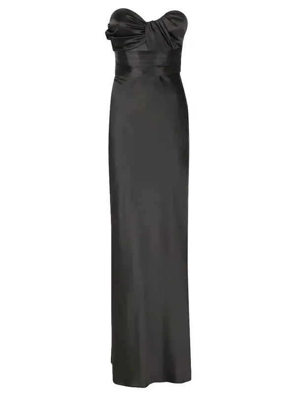 Elisabetta Franchi Ruffled Strapless Floor-length Gown - Black