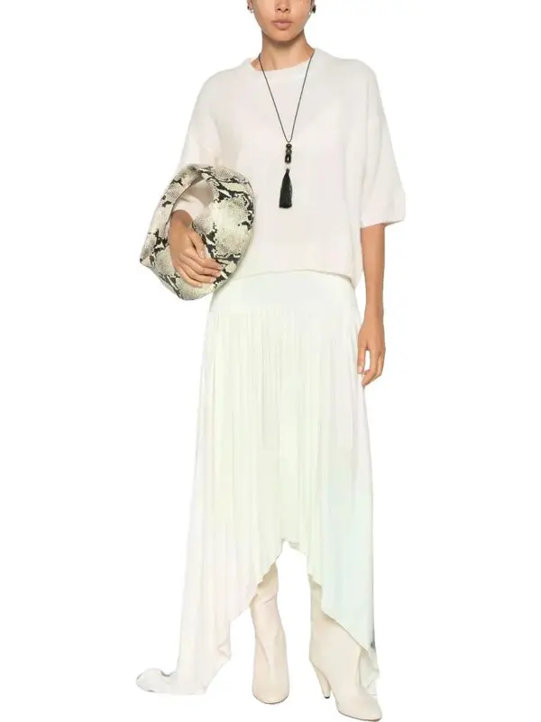 ALLUDE Short-sleeve Crew-neck Fine Knit - Neutrals