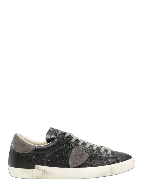 Philippe Model Prsx Logo-patch Leather Sneakers - Black