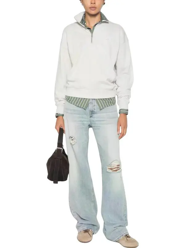 Maison Kitsuné Quarter-zip Fox-patch Sweatshirt - Grey