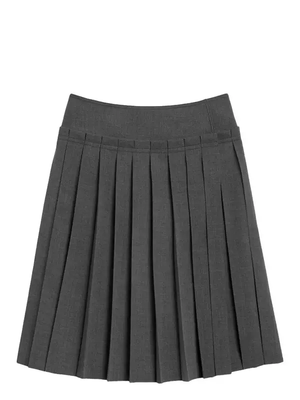 AMI Paris Midi Pleated Wool Skirt - Grey