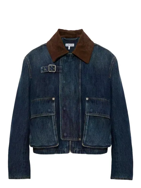 Loewe Denim Jacket With Corduroy Collar - Blue