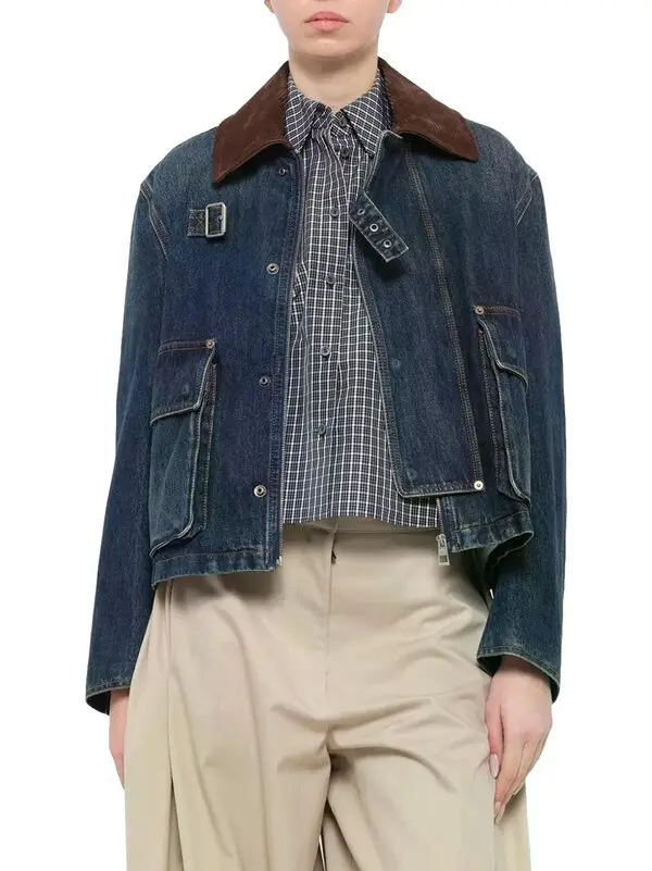 Loewe Denim Jacket With Corduroy Collar - Blue