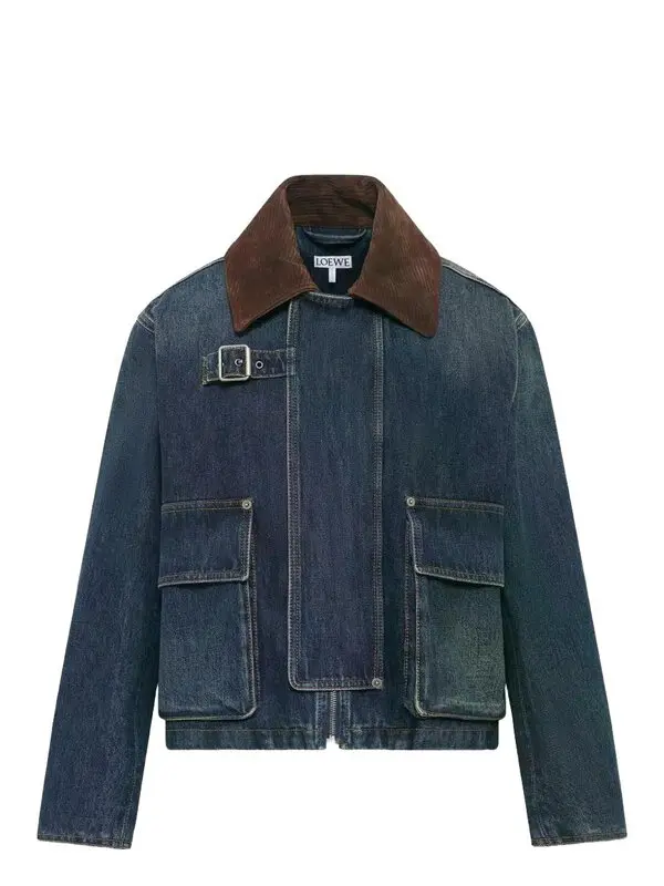 Loewe Denim Jacket With Corduroy Collar - Blue