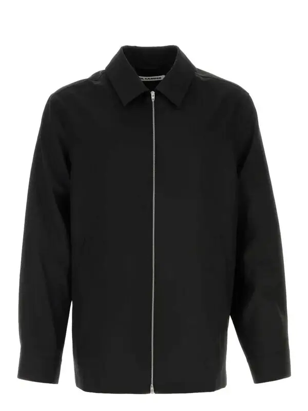 JIL SANDER Zip-up Wool Shirt - Black